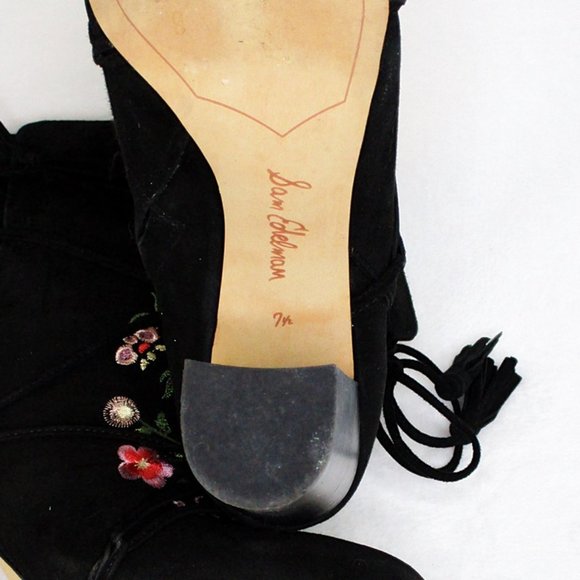 Sam Edelman | Shoes | Sam Edelman Winnie Black Suede Floral Embroidered ...